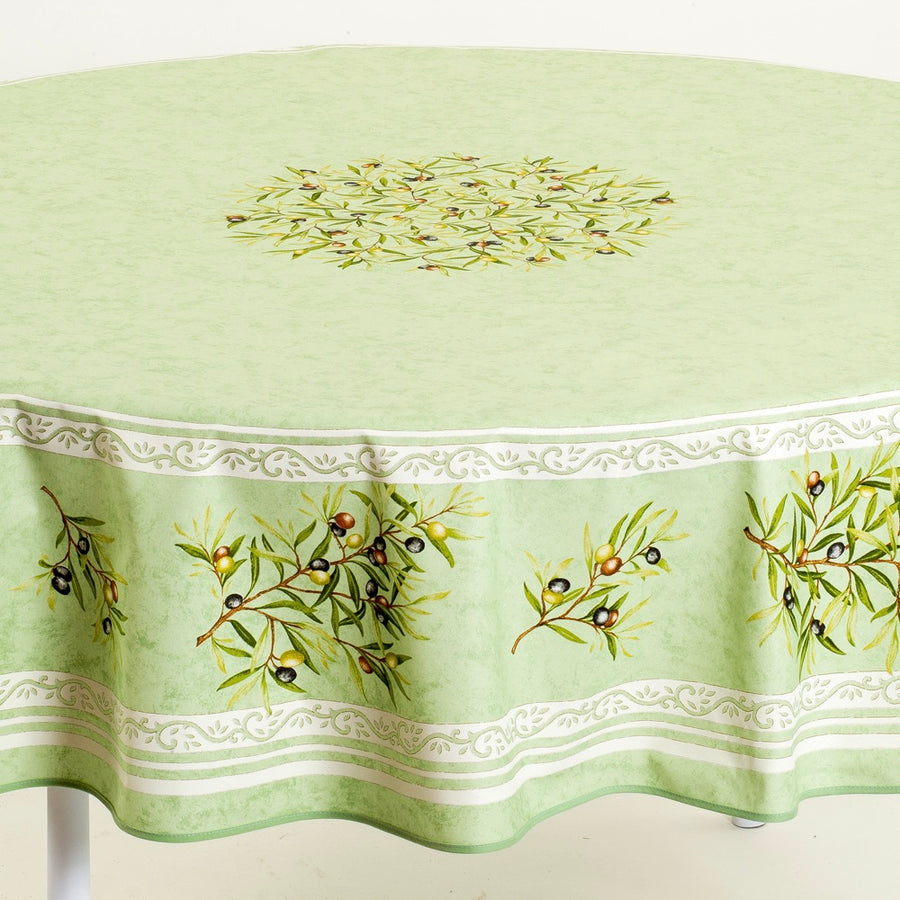 Acrylic Coated French Tablecloth | Olives Sprigs | Amelie Michel